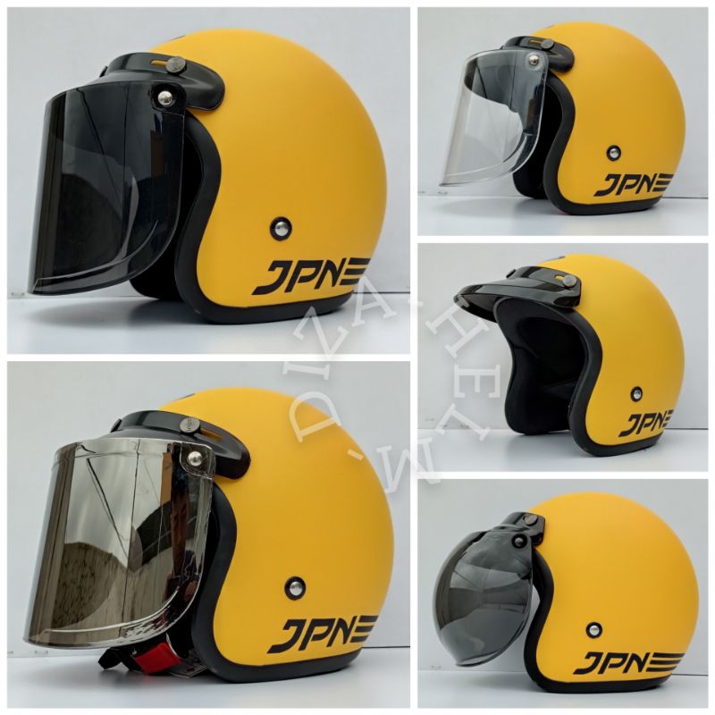 Jual Helm JPN Kuning Dop Satu Set Dengan kaca | Shopee Indonesia