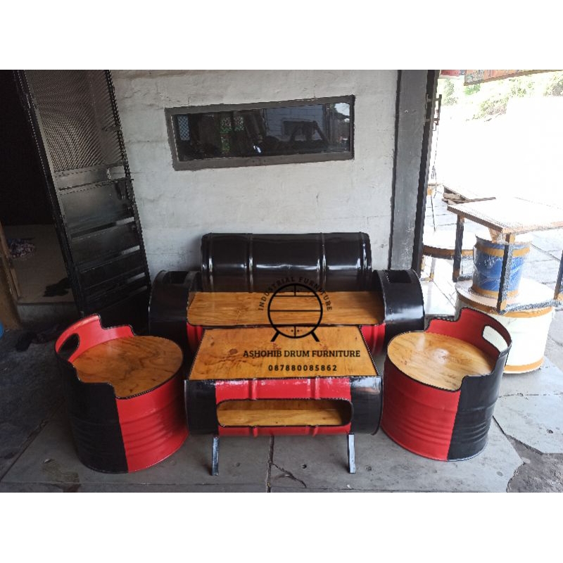Jual kursi cafe kursi drum custom kursi cafe besi industrial | Shopee ...