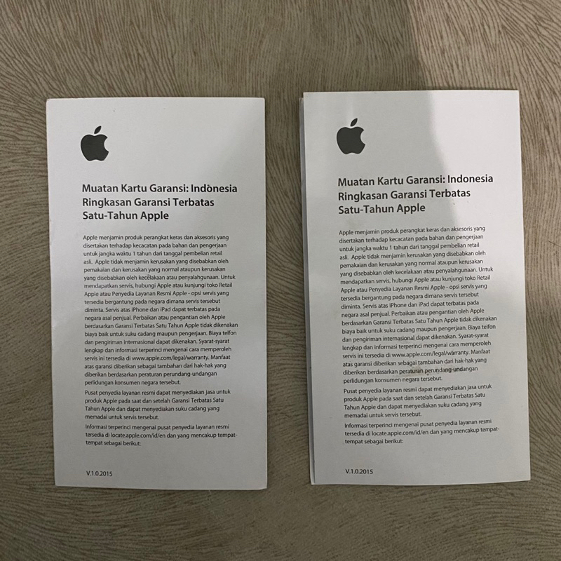 Jual Kartu Garansi Apple Ibox Resmi iPhone iPad warranty card Indonesia ...