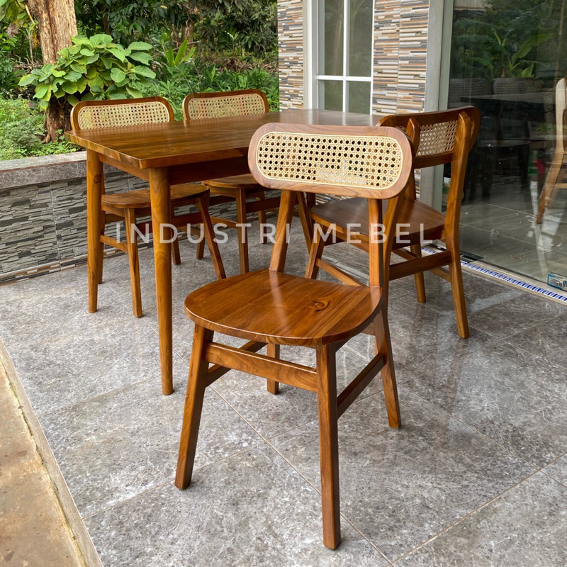 Jual Set Meja Makan Ala Cafe Resto Jati - Kursi Cafe Ropan Rotan - Meja Makan Scandinavian ...