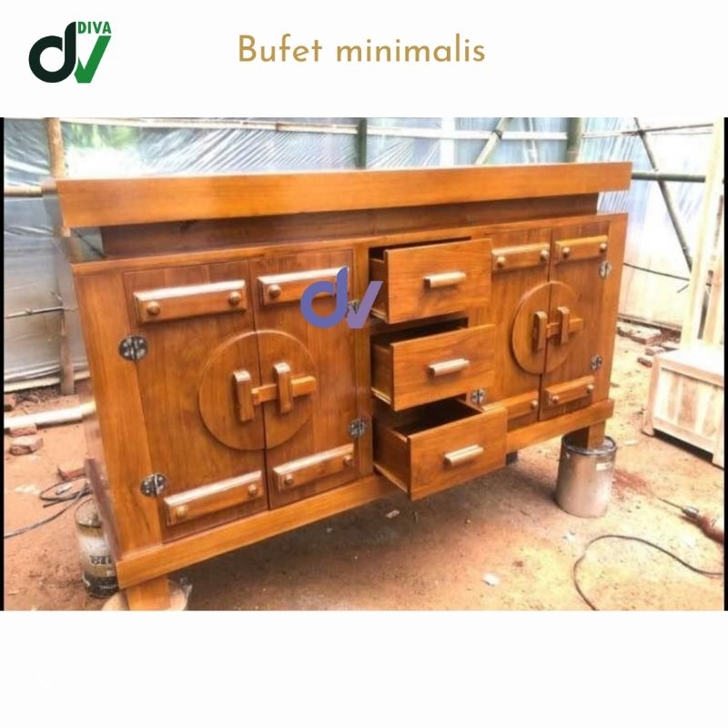 Jual Bufet pendek 150cm kayu jati / bufet tv minimalis | Shopee Indonesia