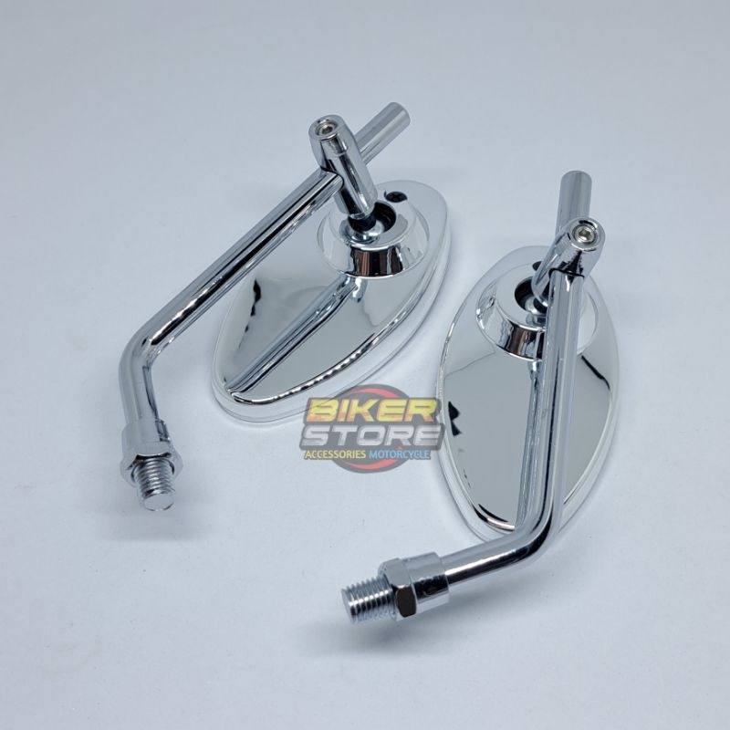 Jual Spion Retro Oval Crome Kaca Putih Sepion Classic Drat 14 Motor Honda & Yamaha | Shopee ...