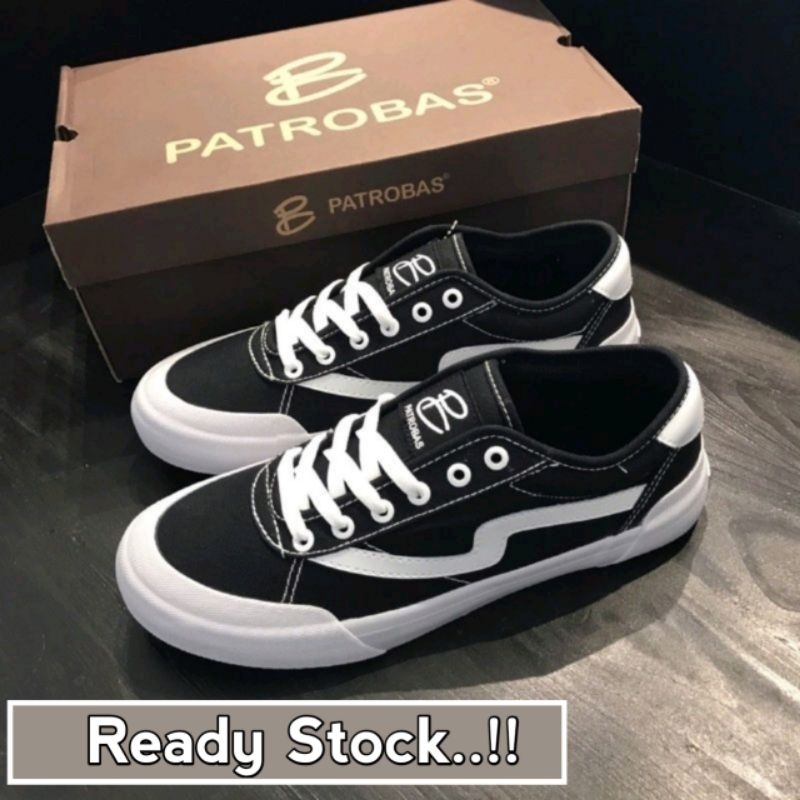 Jual SEPATU PATROBAS NEW IVAN LOW BLACK WHITE ORIGINAL | Shopee Indonesia