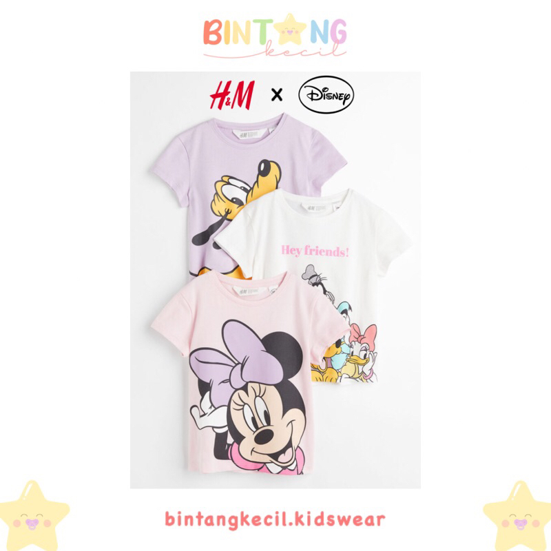 Jual H&M Kids x Disney 3pcs Tshirt - Minnie Mouse Pink White Purple ...