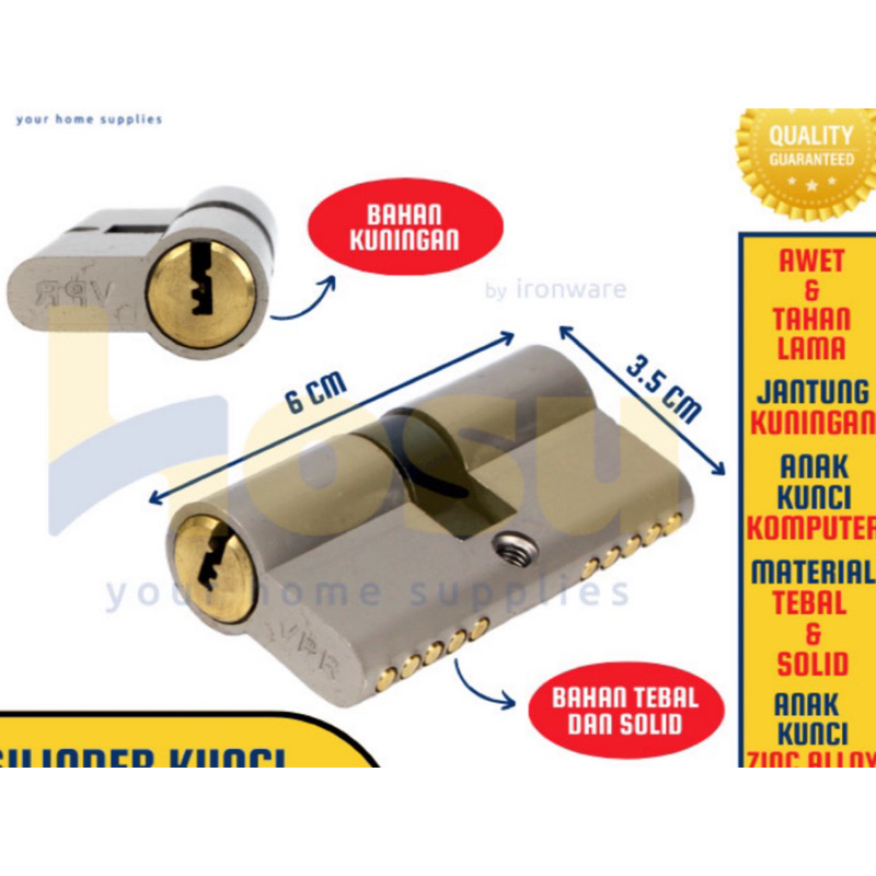 Jual Kunci pintu anak kunci computer/ CYLINDER KUNCI PINTU 60 MM COMPUTER KEY/ cilinder kunci ...