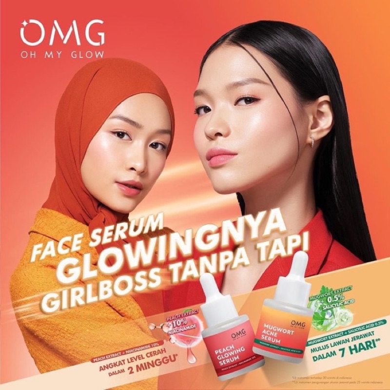 Jual OMG OH MY GLOW Peach Glowing Serum 20 ml | Mugwort Acne Serum 20ml | Shopee Indonesia