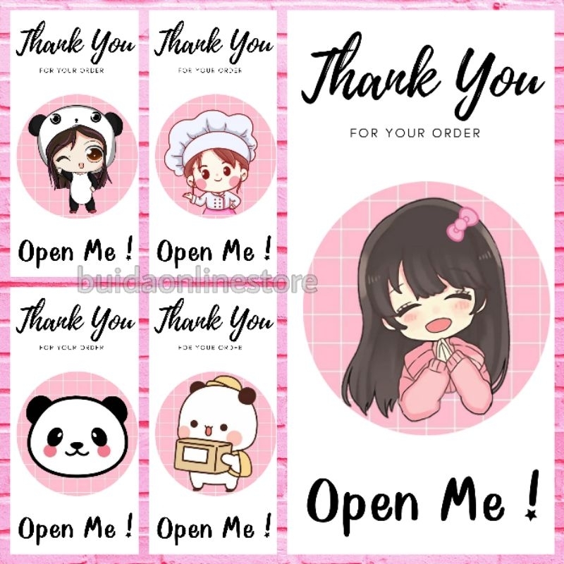 Jual Stiker Thank You for your order Label Open Me Sticker paket Segel ...