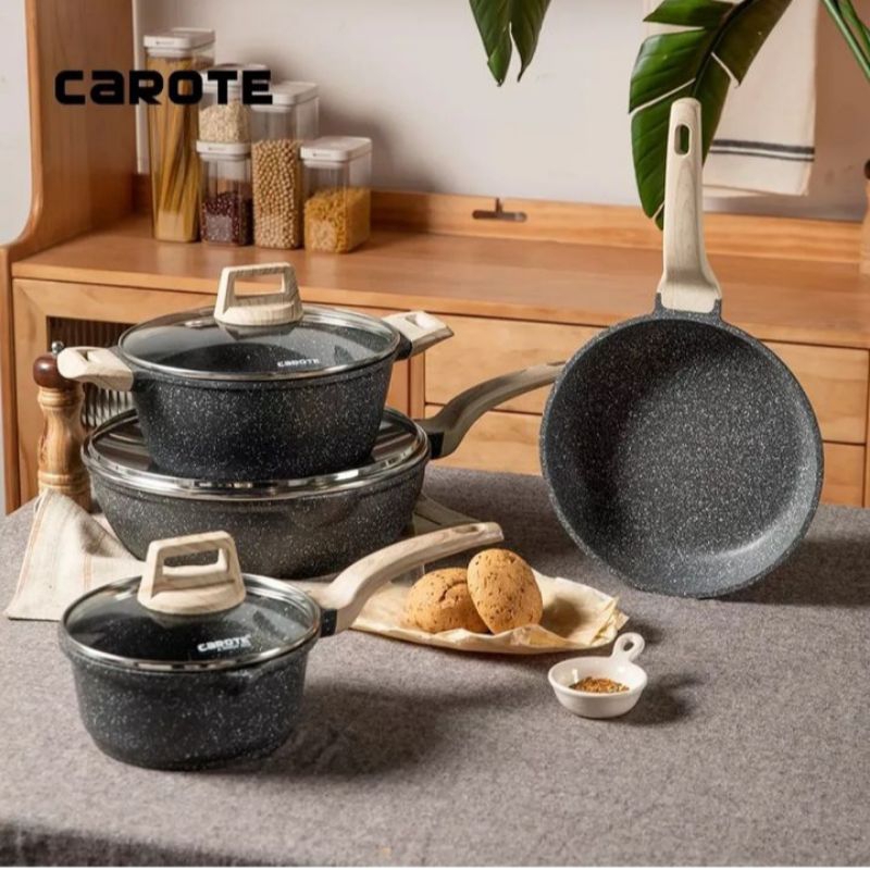 Jual Carote set 4pcs essential woody granit wajan penggorengan | Shopee ...