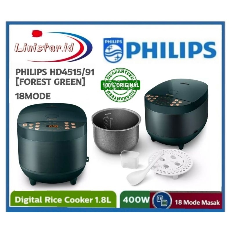 Jual PHILIPS 4515/91 MAGIC COM DIGITAL 18 MENU FOREST GREEN/RICE COOKER ...