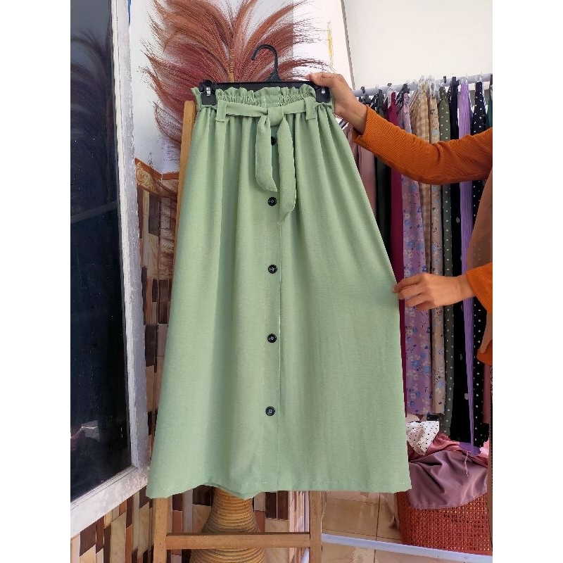 Jual Rok Panjang kancing Crinkle Airflow | Shopee Indonesia