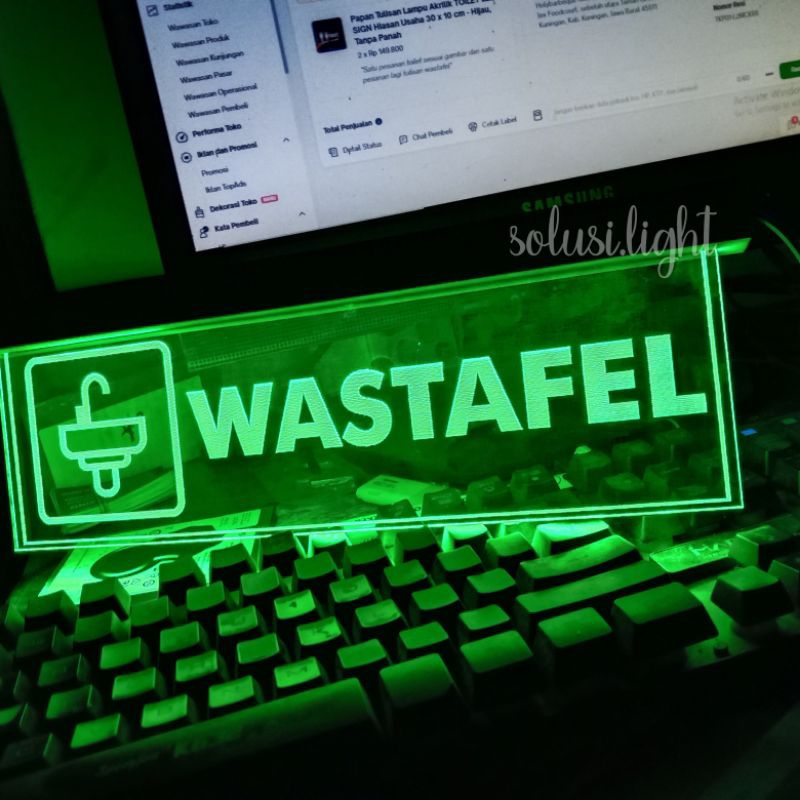 Jual Tulisan WASTAFEL Lampu Akrilik LED 30 x 10cm - Sign WASTAFEL Cafe ...