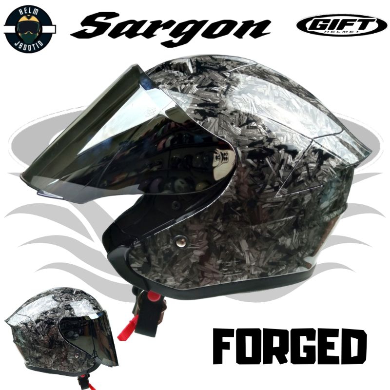 Jual Helm Gift Sargon Half Face Gift Sargon Solid Motif CARBONE FORGET ...