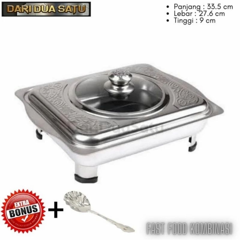 Jual Fast Food Wadah Makanan Persegi Bulat Stainless Serving Dish ...