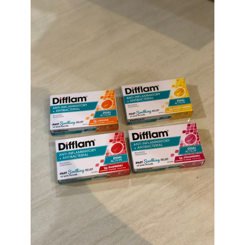 Jual DIFFLAM AUSTRALIA SORE THROAT LOZENGES HONEY LEMON STRAWBERRY ...