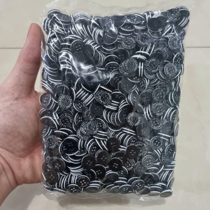 Jual Kancing Baju/Hem/Kemeja Classic Hitam 13mm/1,3cm/20L @10 gros ...