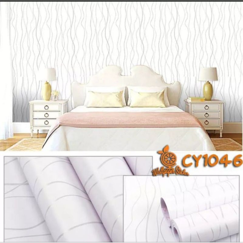 Jual Wallpaper Stiker Dinding Motif dan Karakter Salur Ulir putih Gh126 | Shopee Indonesia