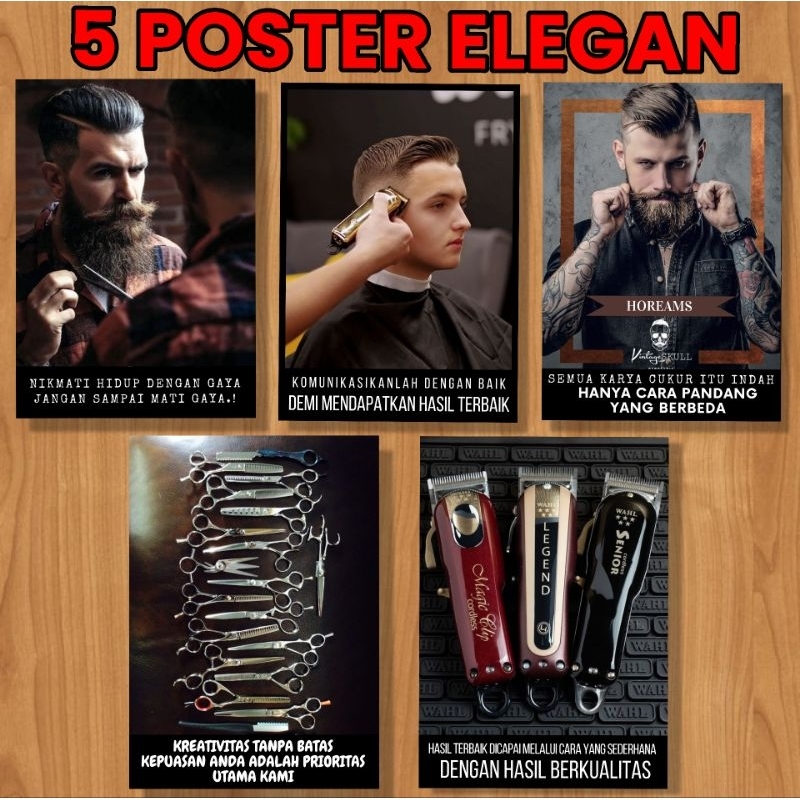 Jual 5 lembar Poster barbersop / poster pangkas rambut / model rambut ...