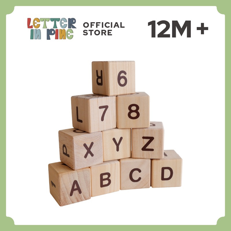 Jual LETTERINPINE Alphabet & Number Blocks - Mainan Kayu Wooden Toy ...