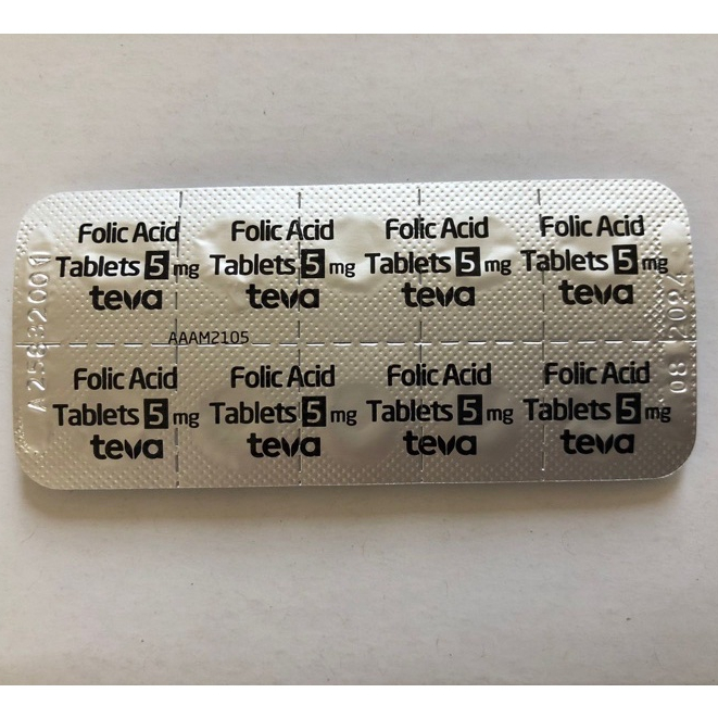 Jual TEVA Folic Acid 5mg, 50 tablets// asam folat// singapore | Shopee ...