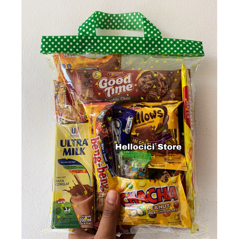 Jual PARCEL MEWAH 12 MACAM SNACK BINGKISAN ULANG TAHUN KEMASAN CANTIK ...