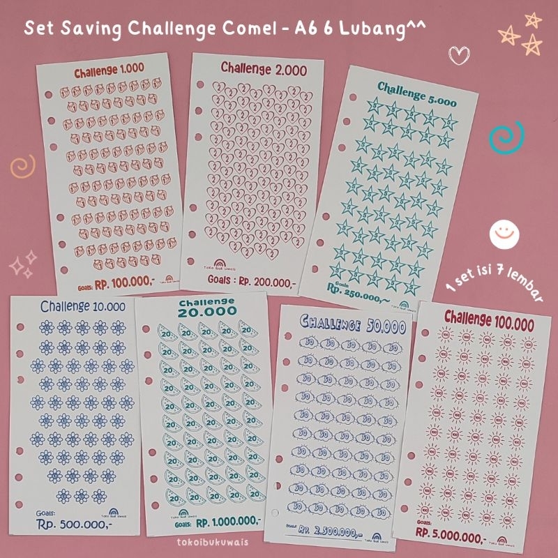 Jual KERTAS SAVING CHALLENGE & SAVING TRACKER A6 6 LUBANG | Shopee Indonesia