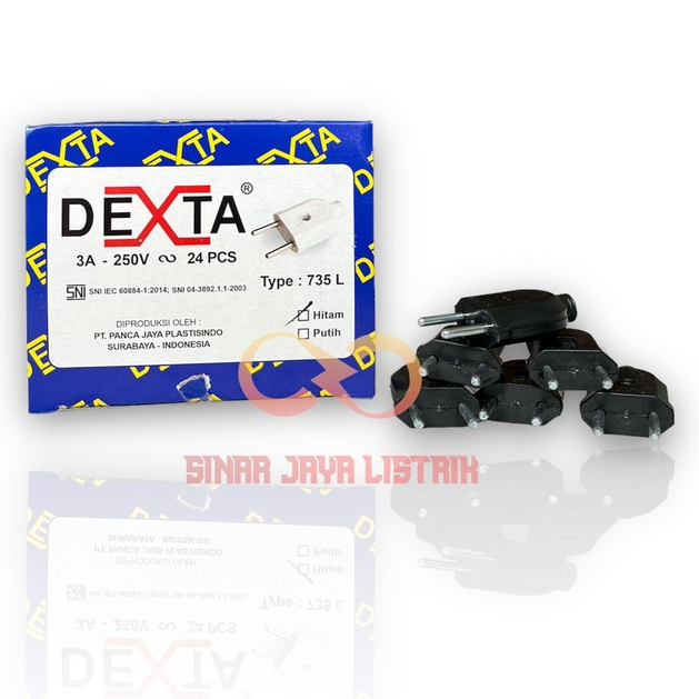 Jual DEXTA Steker Colokan Listrik 1 Phase Fase Hitam DX-735L | Shopee ...