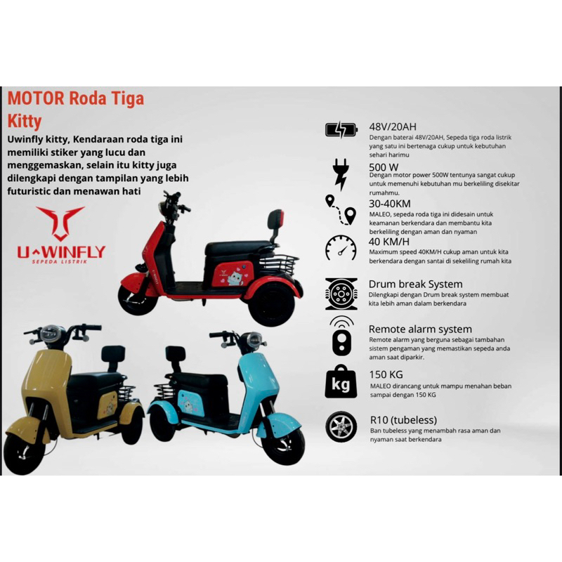 Jual Motor Listrik Roda 3 Kitty | Shopee Indonesia