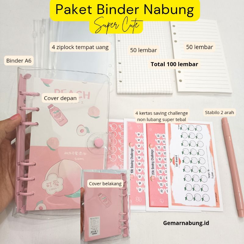 Jual Paket Binder keuangan nabung A6 super cute isi 100 lembar | Shopee ...