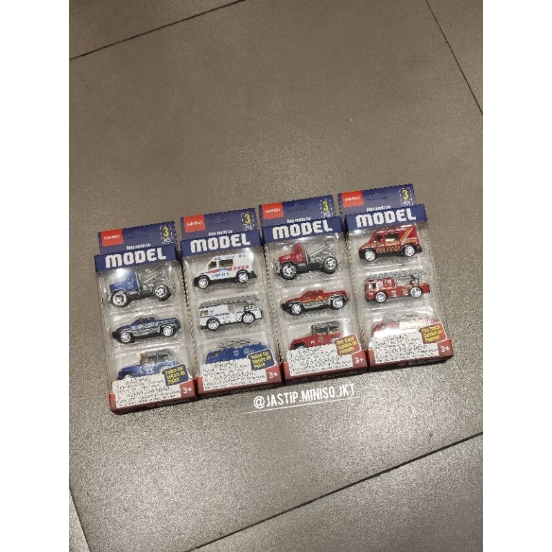 Jual MINISO 🆕 Alloy Inertia Car / Mobilan (isi 3pcs) Police Car / Fire ...