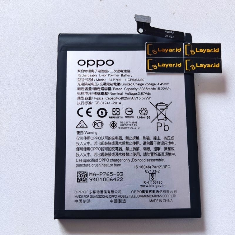 Jual BATERAI OPPO RENO 3 BLP765 ORIGINAL | Shopee Indonesia