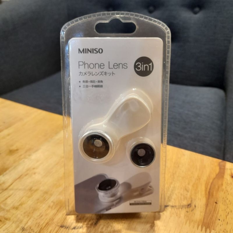 Jual Miniso 3 in 1Phone Lens Camera Wide Angle+Macro+Fish Eye Lens ...