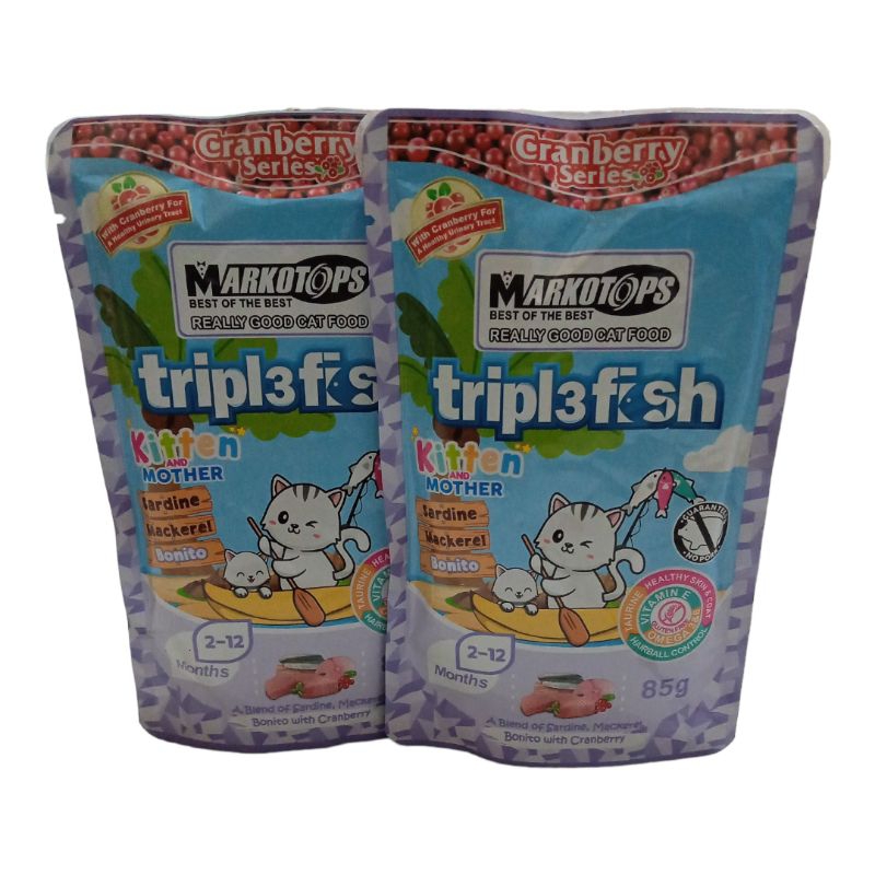 Jual Markotop Makanan Kucing Basah Pouch Sachet Triple fish Bonito ...