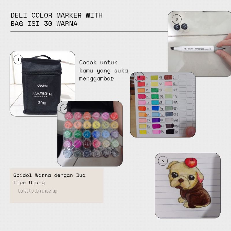 Jual DELI COLOR MARKER WITH BAG ISI 30 WARNA | Shopee Indonesia