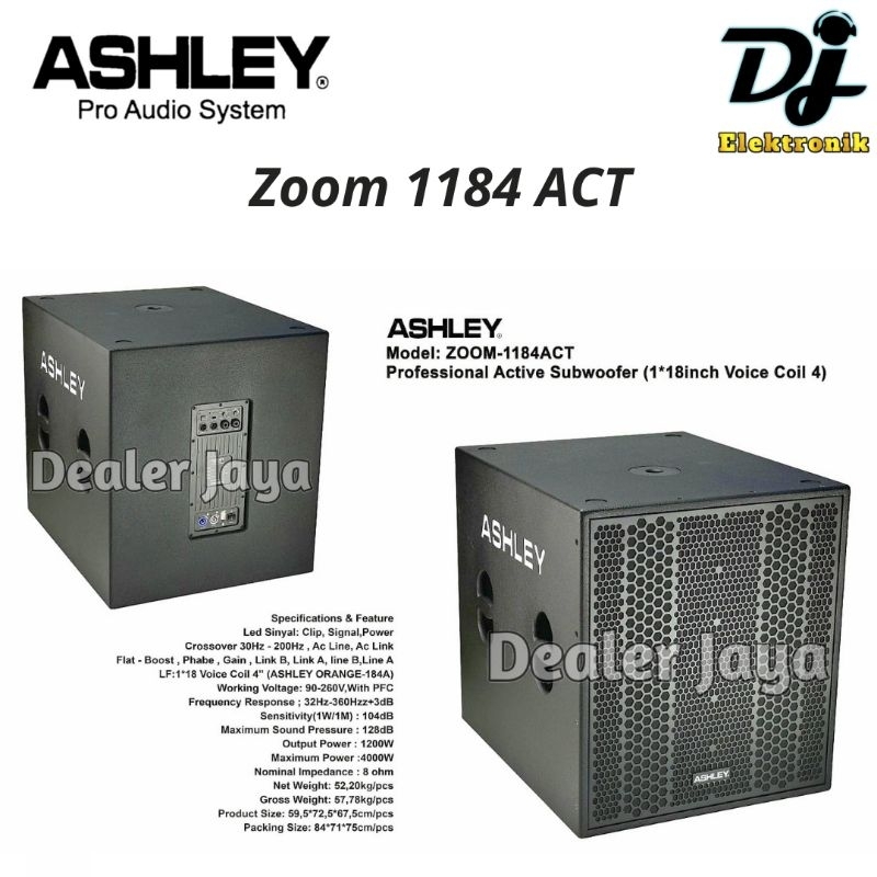 Jual Speaker Subwoofer Ashley ZOOM 1184 ACT / ZOOM1184 ACT / ZOOM ...