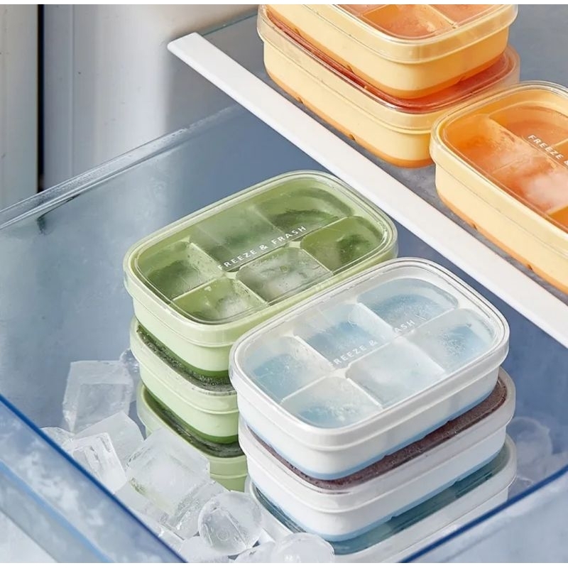 Jual Cetakan Es Batu Silicone Bagian Bawah 6 Sekat Dengan Tutup Bisa ...