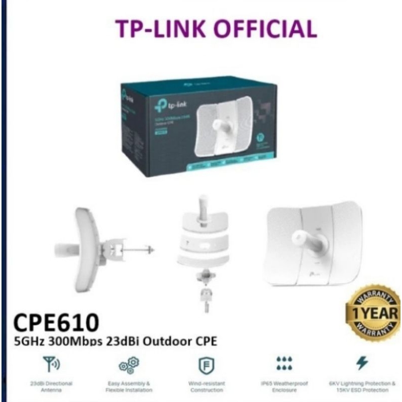 Jual TP-Link CPE610 TPLink 5GHz 300Mbps 23dBi Outdoor CPE Antenna ...