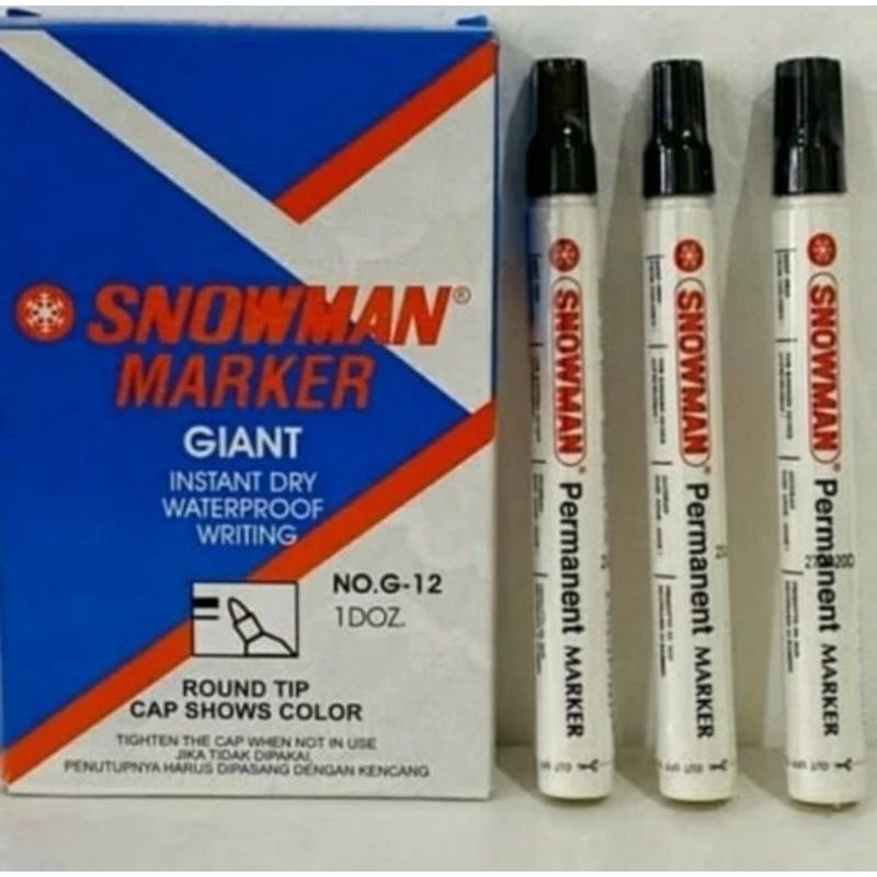 Jual spidol snowman permanent board marker G-12 1box isi 12pcs | Shopee ...