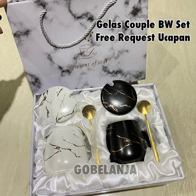 Jual (Hampers) Gelas Couple Marble Mug Set Gift Box / Marble Glass ...