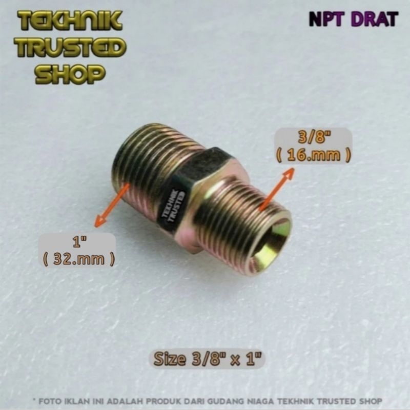 Jual Double nepel NPT Male MB 3/8 x 1" MB Drat luar conector pipa BESI | Shopee Indonesia