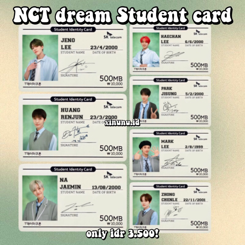 Jual NCT DREAM STUDENT CARD PHOTOCARD by xinunu.id | BACA DESKRIPSI ...