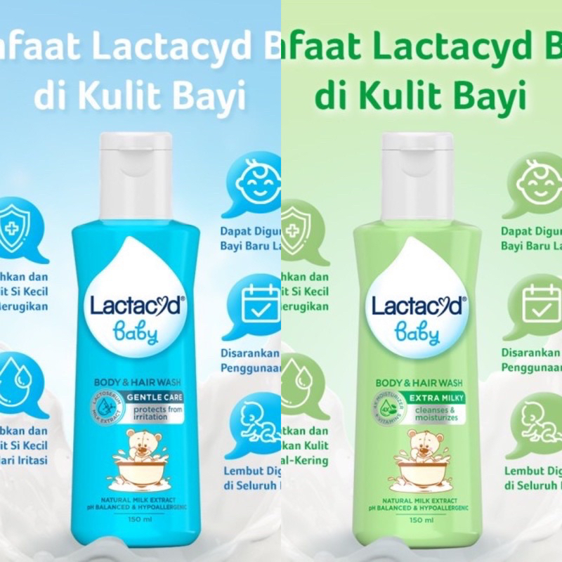 Jual Lactacyd Baby Gentle Care biru dan Extra Milky hijau 60ml 150ml ...