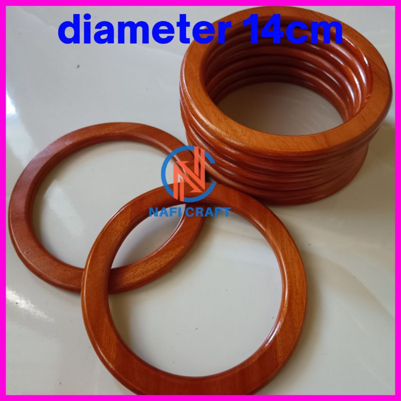 Jual handle tas kayu bulat diameter 14cm - ring kayu bulat macrame 14cm ...