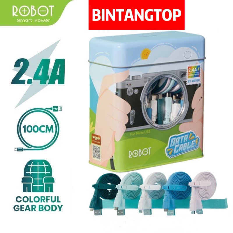 Jual ROBOT RT-AM100 / kabel data ROBOT RT-AM100 MICRO USB 2.4A 100cm ...