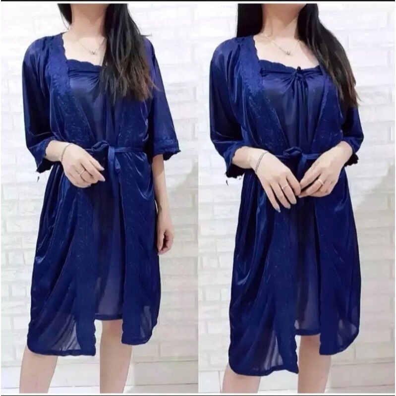 Jual Baju Tidur Wanita Kimono Tricot 2in1 Lingerie Sexy Size L Dan