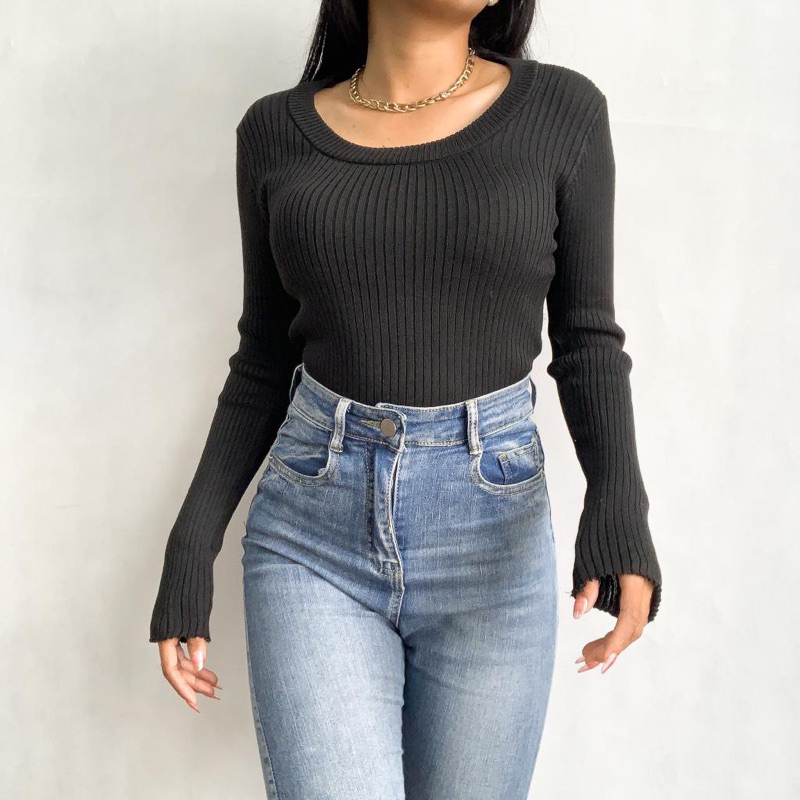 Jual [LUXE.DLABEL] - E99 TOP [ Atasan Rajut Wanita Atasan Rajut wanita ...