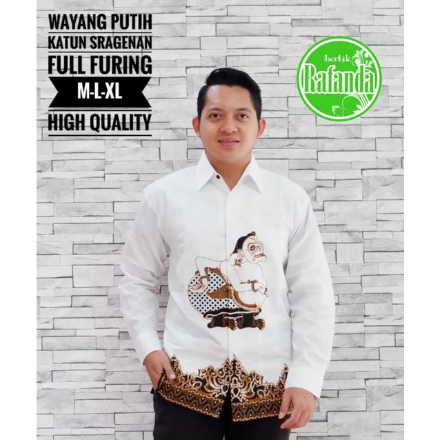 Jual Wayang Putih Kemeja Batik Pria Lengan Panjang Modern Dewasa ...