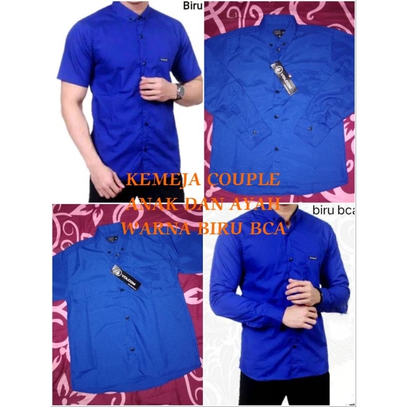 Jual KEMEJA POLOS COUPLE AYAH DAN ANAK WARNA BIRU BCA | Shopee Indonesia