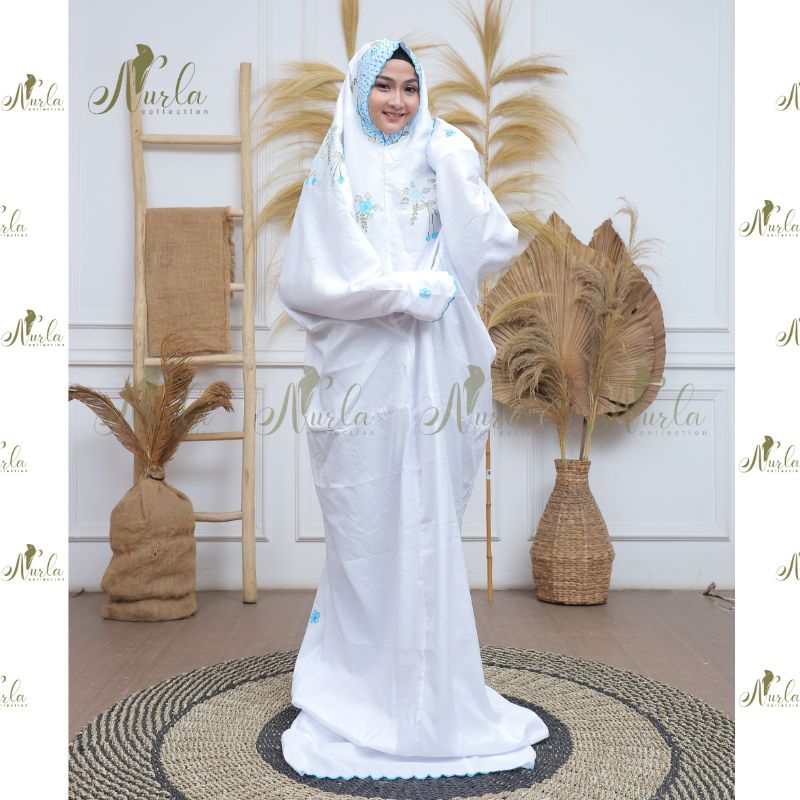 Jual Mukena Terusan Bordir Bunga Anggrek Polimikro Premium | Shopee ...