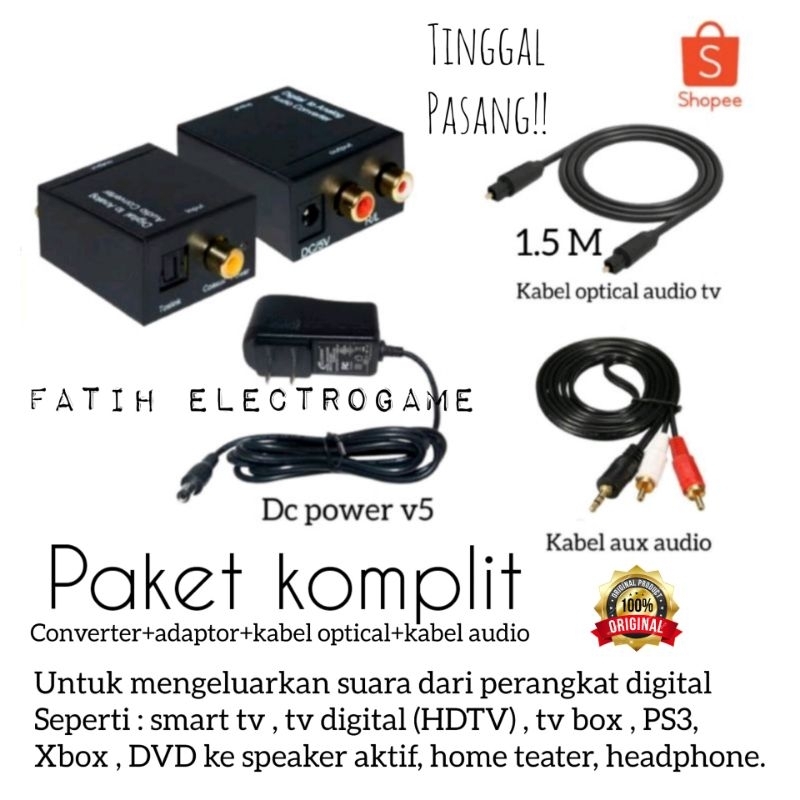 Jual [ PAKET KOMPLIT ] Digital audio converter + Kabel optik audio tv ...