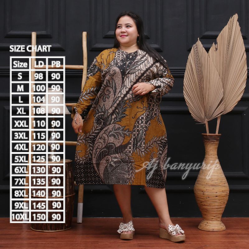 Jual Tunik Batik Murah Jumbo Motif Seno Alusan Kuning Big Size S-10XL LD 98cm-150cm Muat Sampai ...
